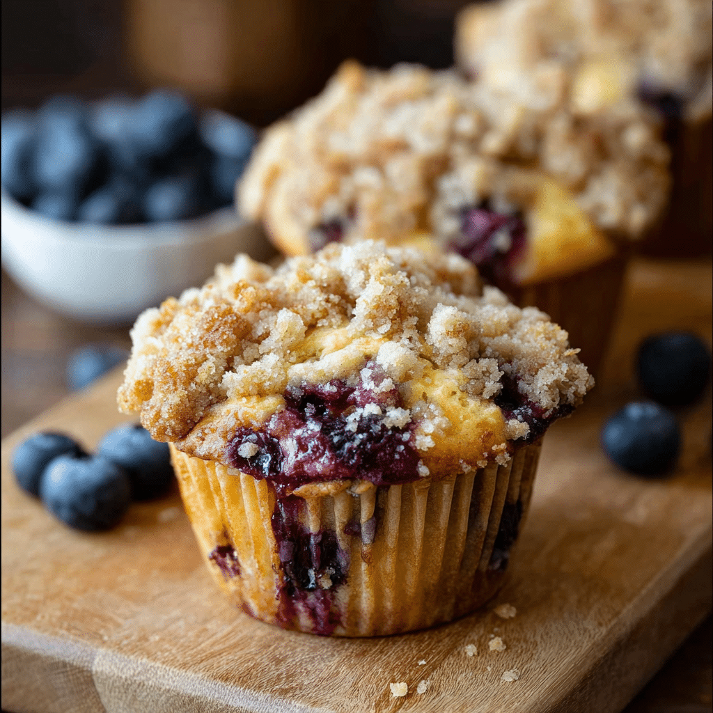 Blueberry Muffins With Crumble Topping